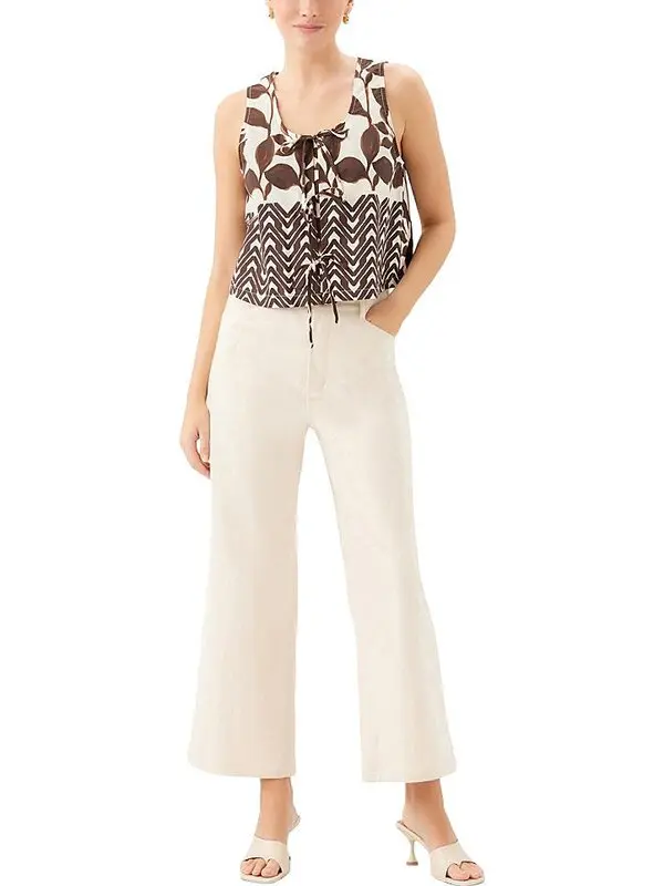 Fifteen Twenty Emery Tie Front Sleeveless Top - Print
