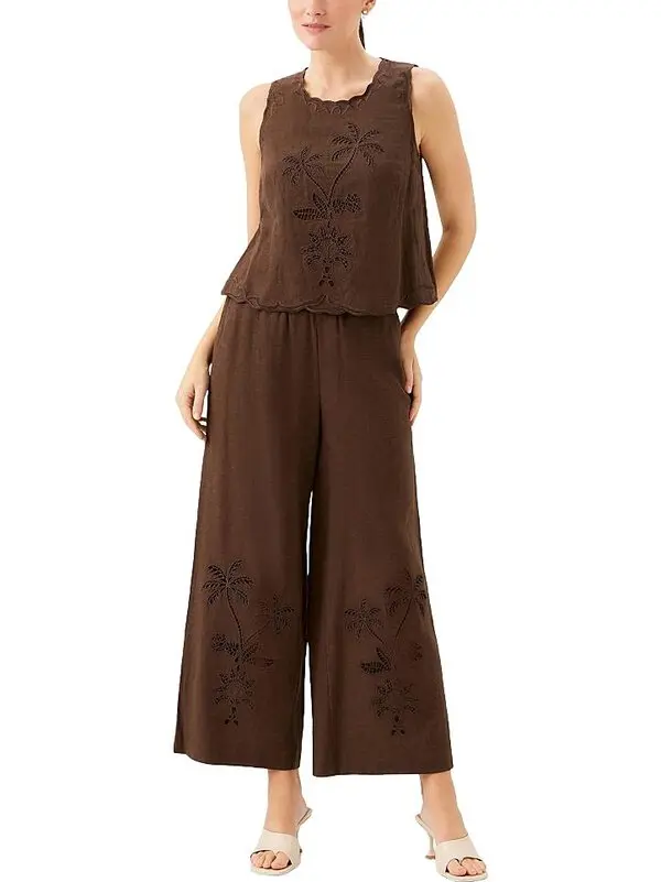 Fifteen Twenty Elina Embroidered Top - Brown