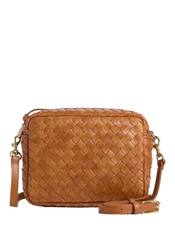 Clare V. Midi Sac Woven Leather Crossbody Bag - Natural