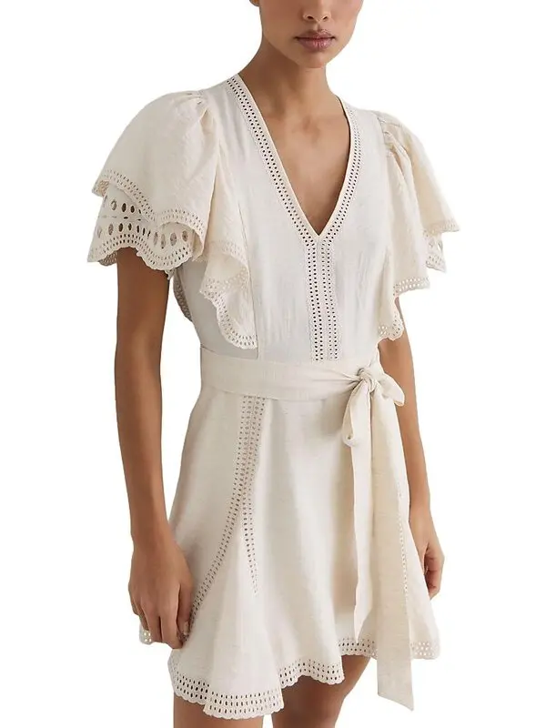REISS Opal Mini Dress - Cream