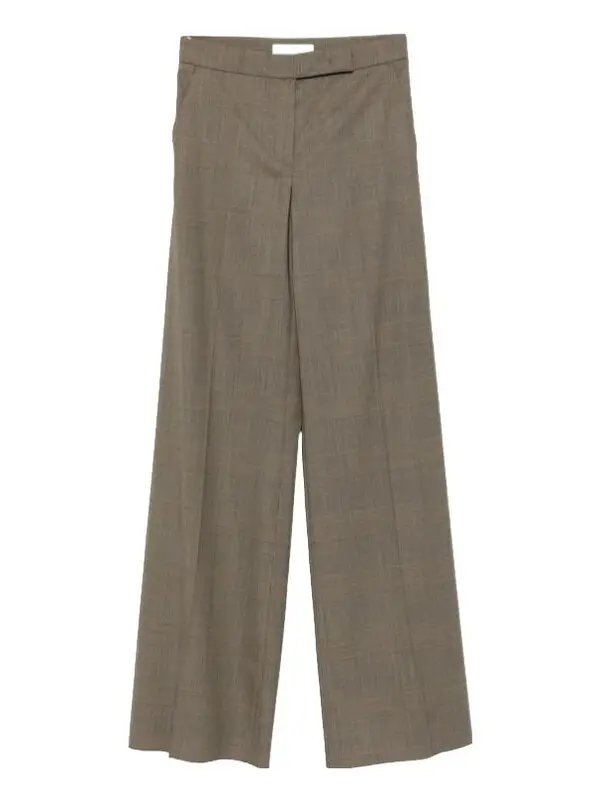 Max Mara Wide-leg Plaid Trousers - Gray