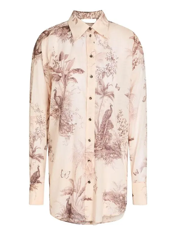 Zimmermann Waverly Floral Print Cotton Shirt - Blush