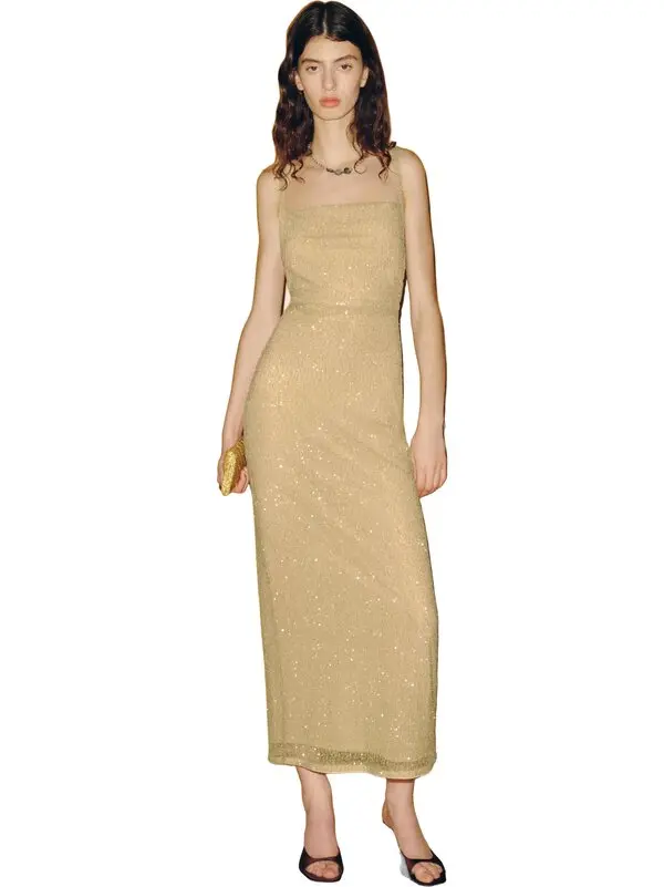 REFORMATION Mineral Low Back Knit Dress - Green