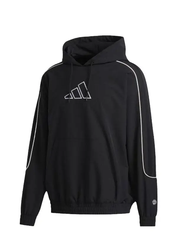 Adidas Embroidered Logo Hooded Pullover - Black