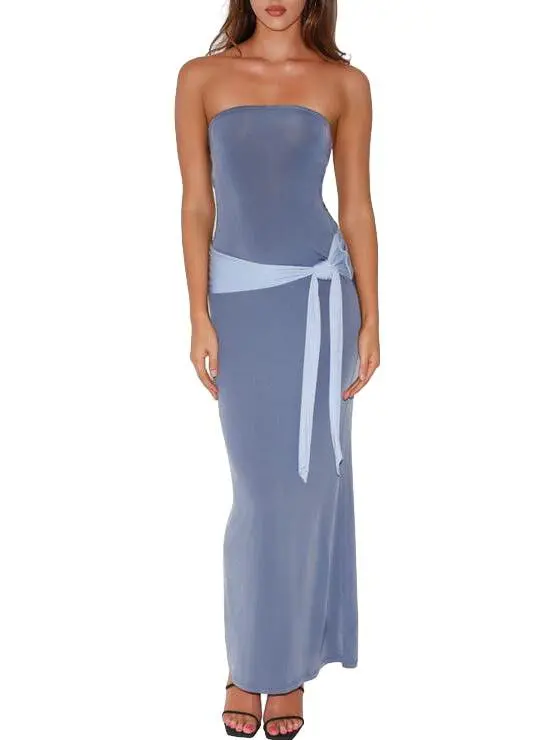 TIGER MIST Tove Strapless Maxi Dress - Blue