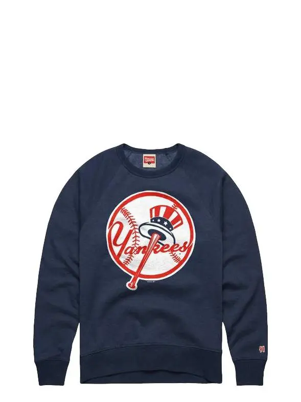 HOMAGE New York Yankees Cooperstown Collection Tri-blend Raglan Sweatshirt - Navy