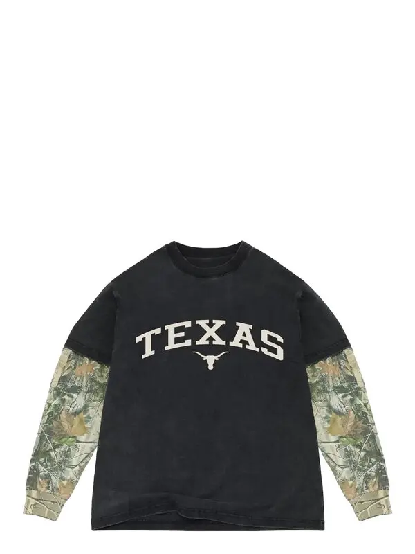 USCAPE APPAREL Camo Texas Longhorns Back Bay Twofer Heavyweight Long Sleeve T-shirt - Black