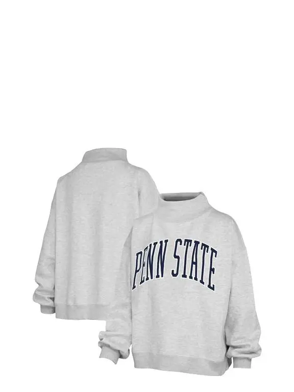 PRESSBOX Penn State Nittany Lions Oversized Mock Neck Sweatshirt - Heather Gray