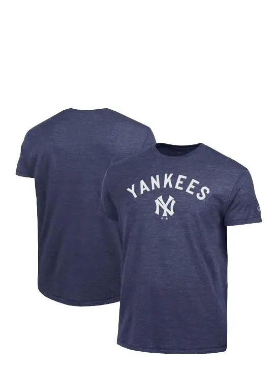 Champion New York Yankees Cooperstown Wordmark Lockup Tri-blend T-shirt - Navy