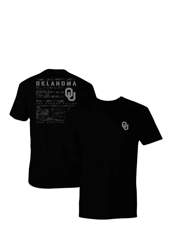 GREAT STATE CLOTHING Oklahoma Sooners Camo Flag Panel T-shirt - Black