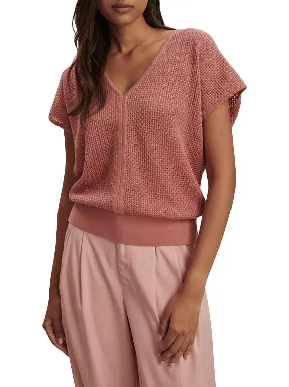 Varley Ashford Knit V-neck Sweater - Ash Rose