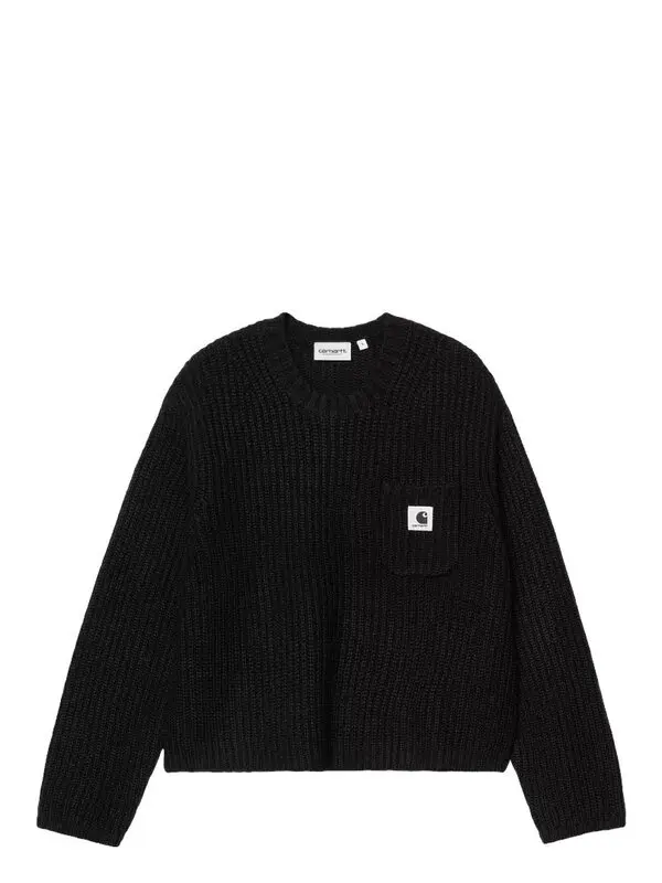 Carhartt Work In Progress Mira Logo Patch Crewneck Jumper - Black