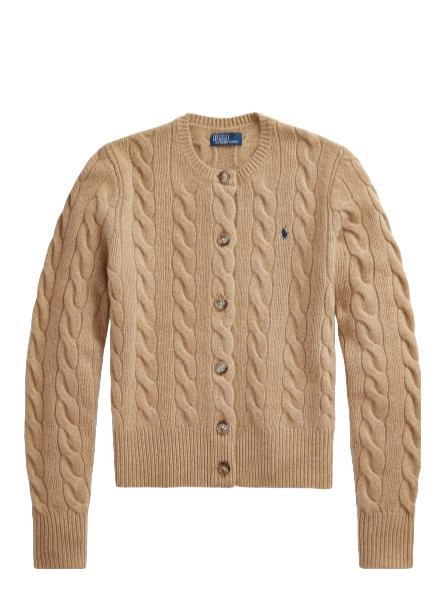 Polo Ralph Lauren Cable Knit Wool Cardigan - Camel