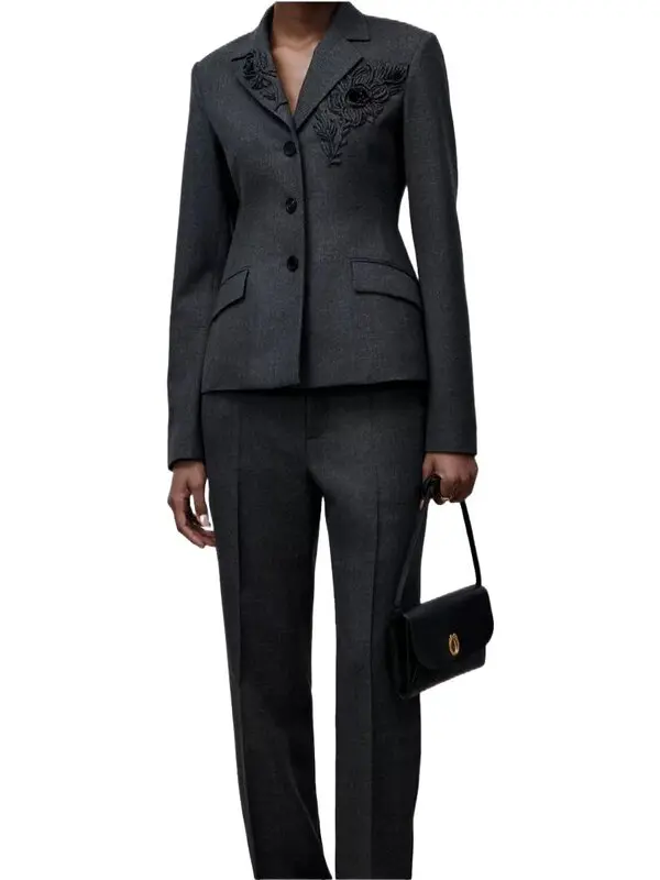 Dior Embroidered Virgin Wool Bar Jacket - Gray