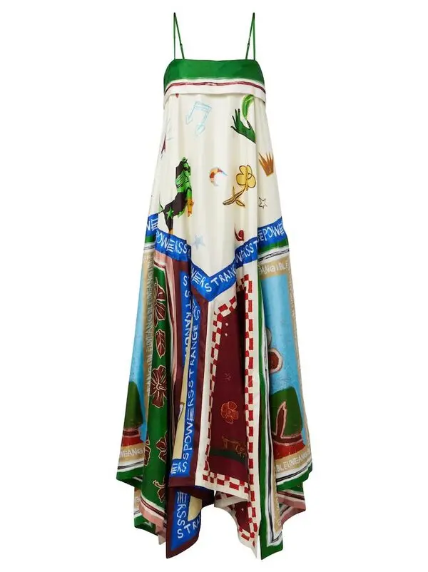 ALEMAIS Printed Silk Midi Dress - Multicoloured