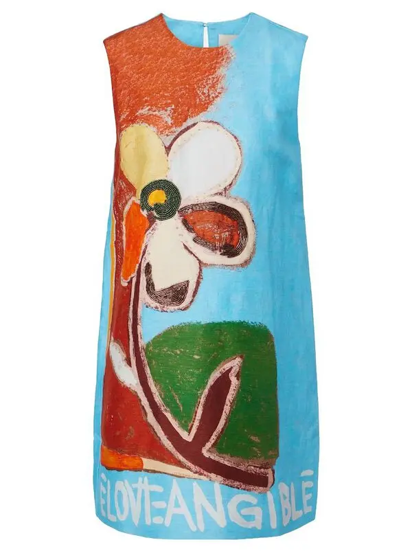 ALEMAIS X Mlak Lenny Printed Linen-blend Minidress - Multicoloured