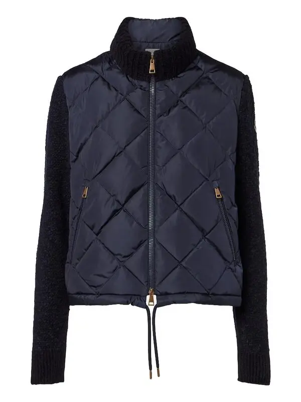 Moncler Down-paneled Cotton-blend Cardigan - Blue