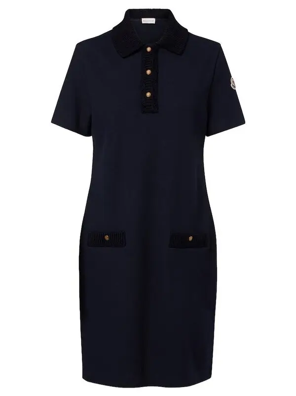 Moncler Cotton Piqué Polo Dress - Blue