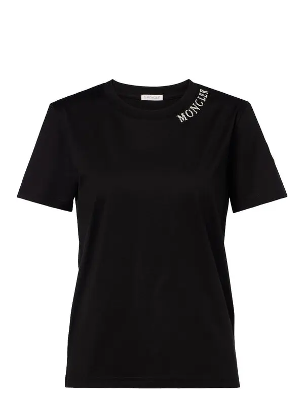 Moncler Logo Cotton Jersey T-shirt - Black
