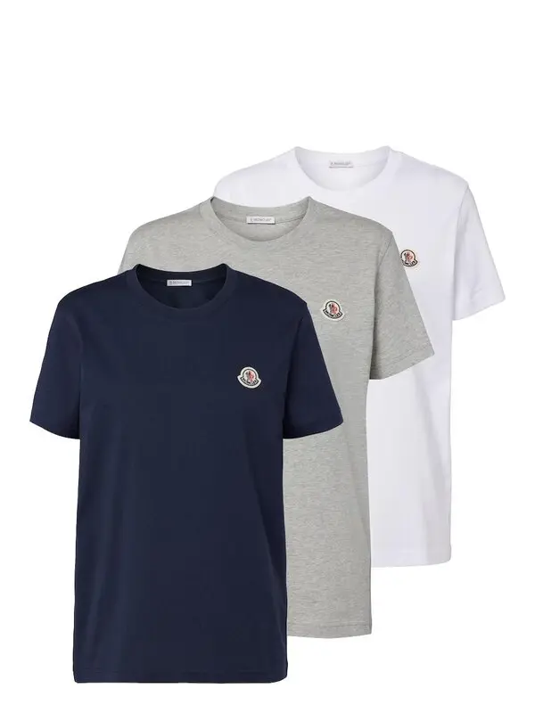 Moncler Set Of Three Cotton Jersey T-shirts - Multicoloured