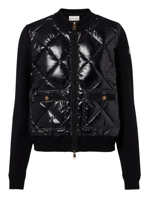 Moncler Quilted Down-paneled Cotton Cardigan - Black