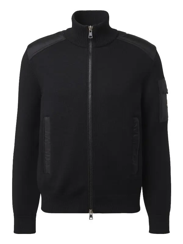 Moncler Virgin Wool Down-paneled Zip-up Cardigan - Black