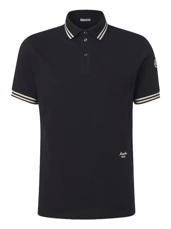 Moncler Cotton Piqué Polo Shirt - Blue