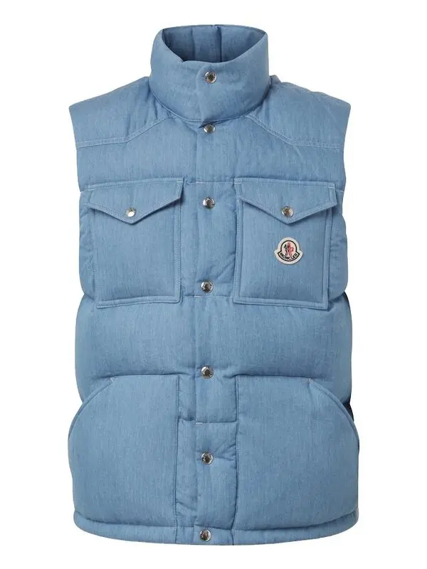 Moncler Ervional Denim Down Vest - Blue