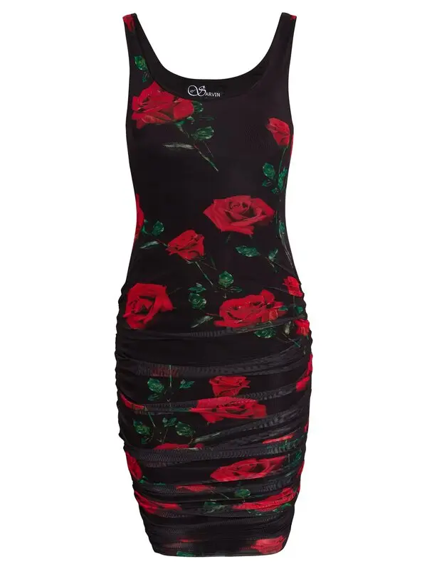 SARVIN Ruched Bodycon Mini Dress - Black