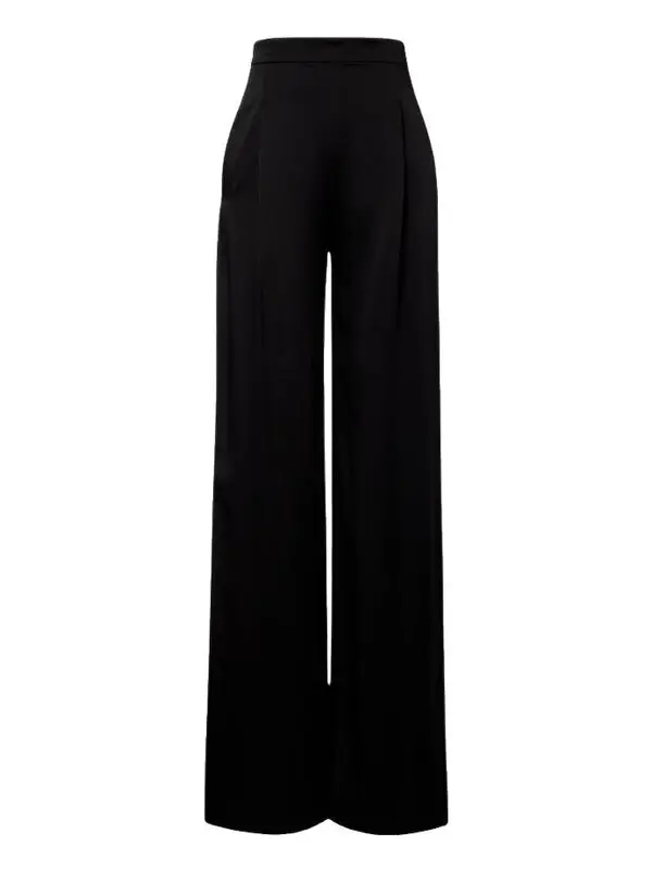 Max Mara Crêpe Satin Wide-leg Pants - Black