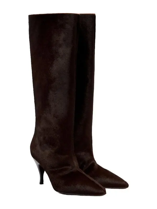 HERBERT LEVINE Silhouette Suede Knee-high Boots - Brown