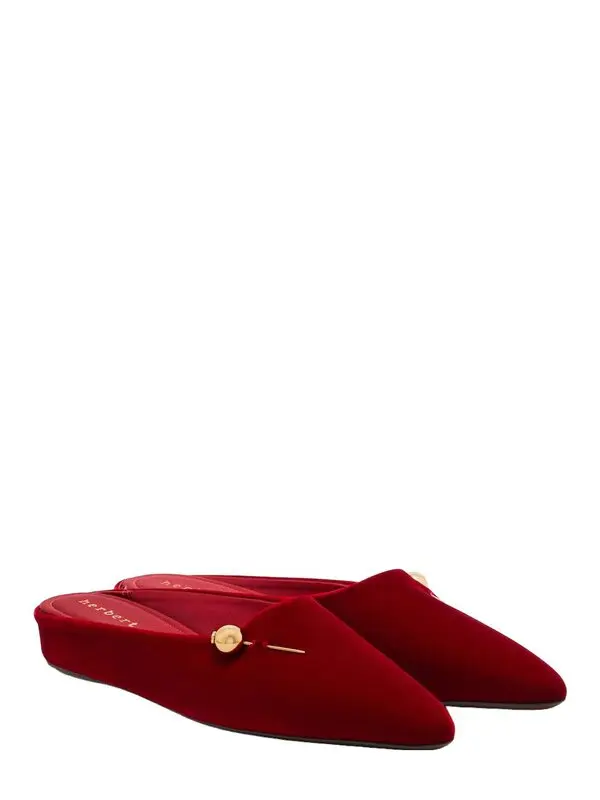 HERBERT LEVINE Velvet Mules With Pointed Toe - Red