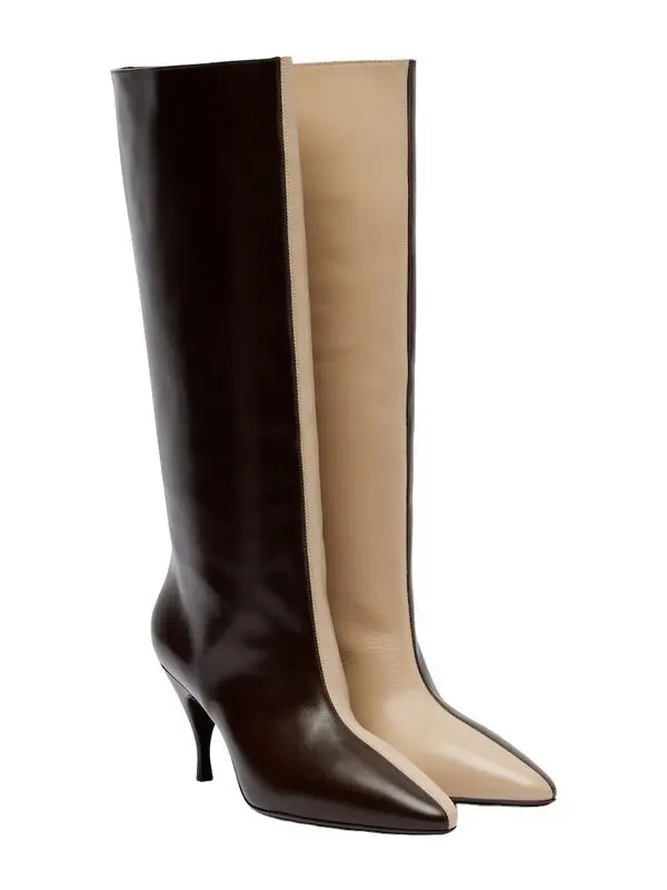 HERBERT LEVINE Two Faced Leather Knee-high Boots - Brown