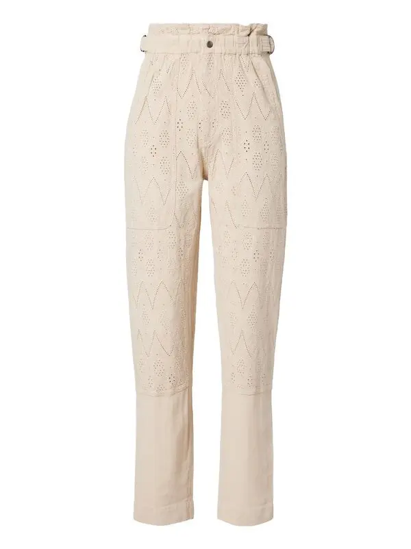 MARANT ETOILE Kylea Broderie Anglaise Straight Jeans - Beige