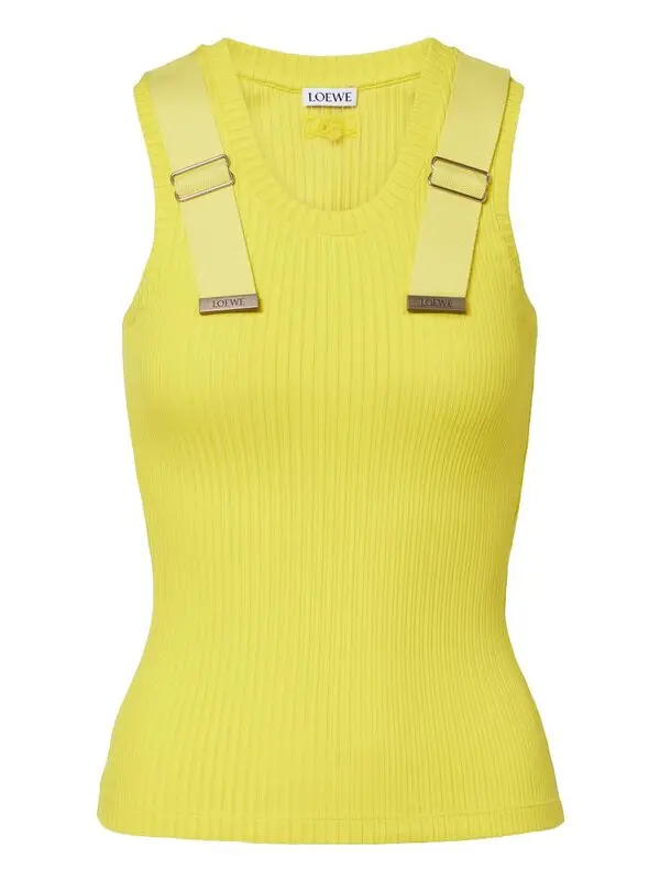 Loewe Ribbed-knit Cotton-blend Tank Top - Yellow