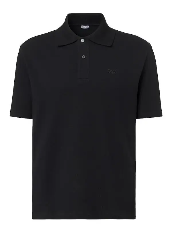 Loewe Double L Cotton Piqué Polo Shirt - Black