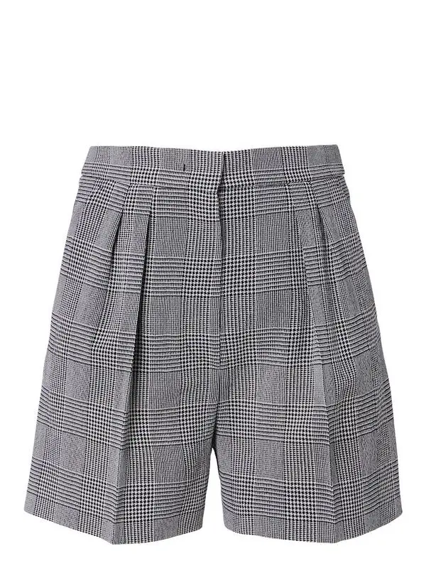 Max Mara Prince Of Wales Check Wool Crêpe Shorts - Black