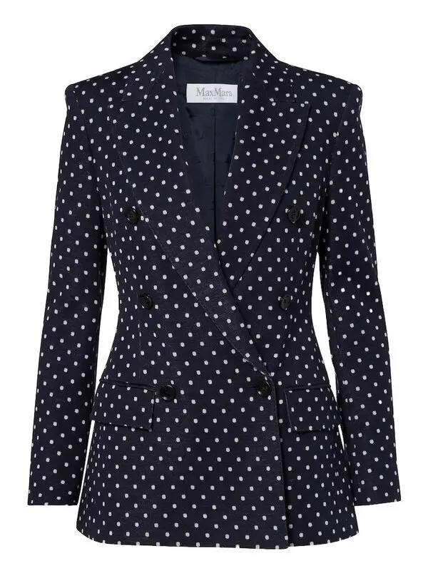 Max Mara Polka-dot Double-breasted Jersey Blazer - Blue