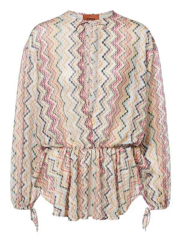 Missoni Zig Zag Cutout Gathered Blouse - Multicoloured