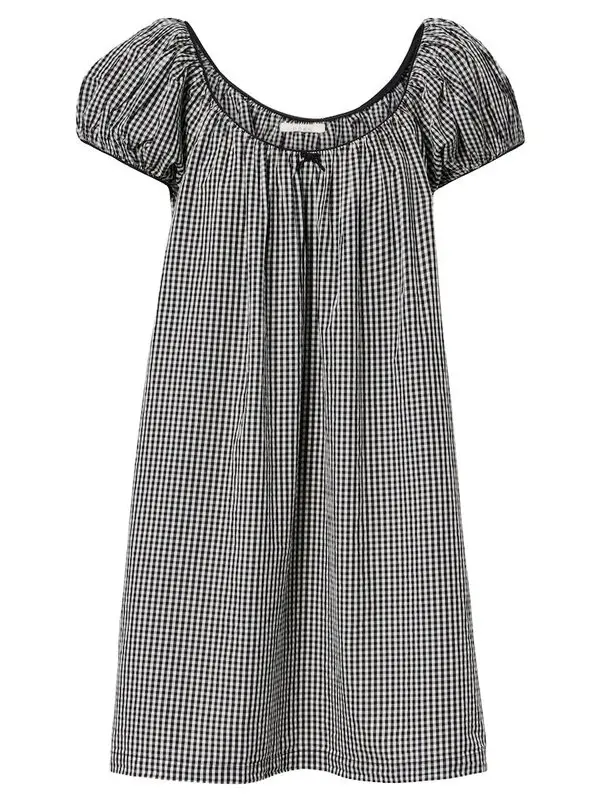 DÔEN Julia Gingham Cotton Poplin Minidress - Black