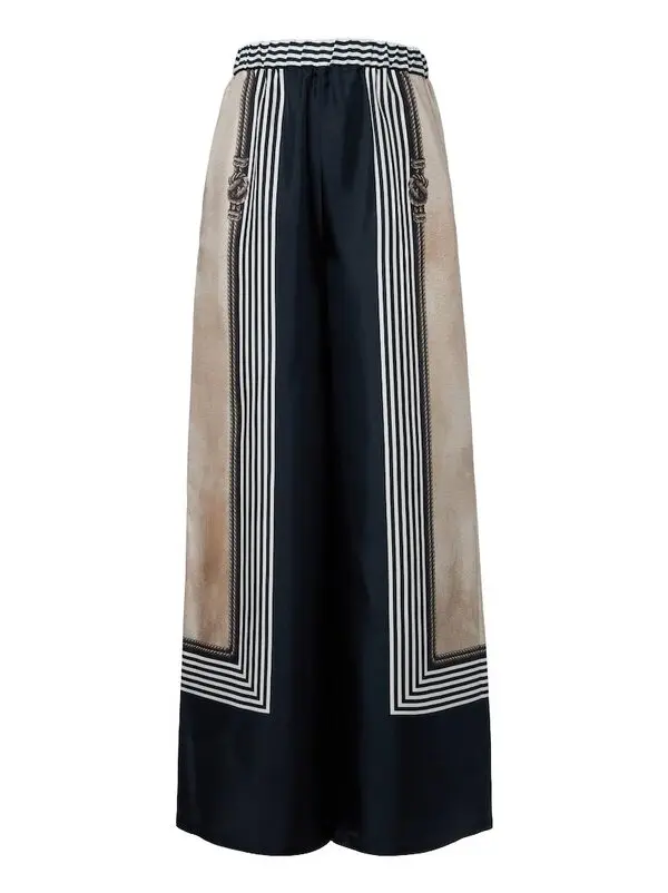 Max Mara Printed Silk Palazzo Pants - Multicoloured