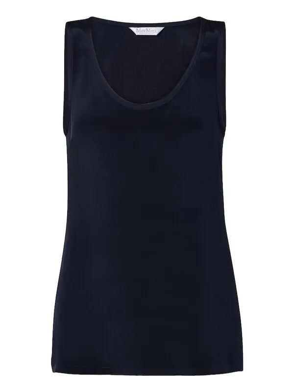 Max Mara Silk Crepe De Chine Tank Top - Blue