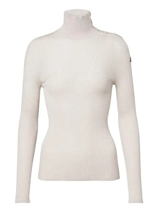 Moncler Virgin Wool Turtleneck Sweater - Beige
