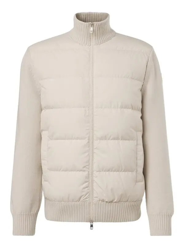 Moncler Tricot Down-paneled Virgin Wool Cardigan - Beige
