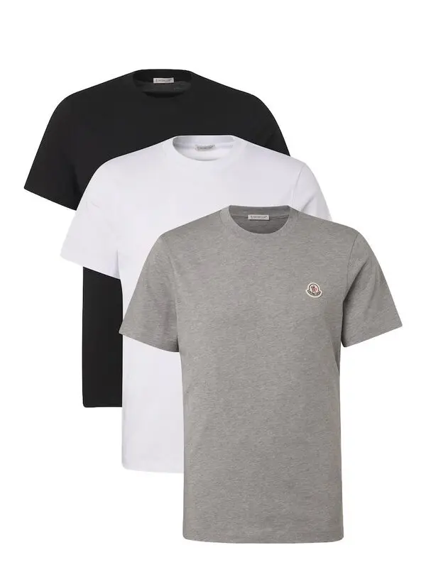 Moncler Set Of 3 Cotton Jersey T-shirts - Multicoloured