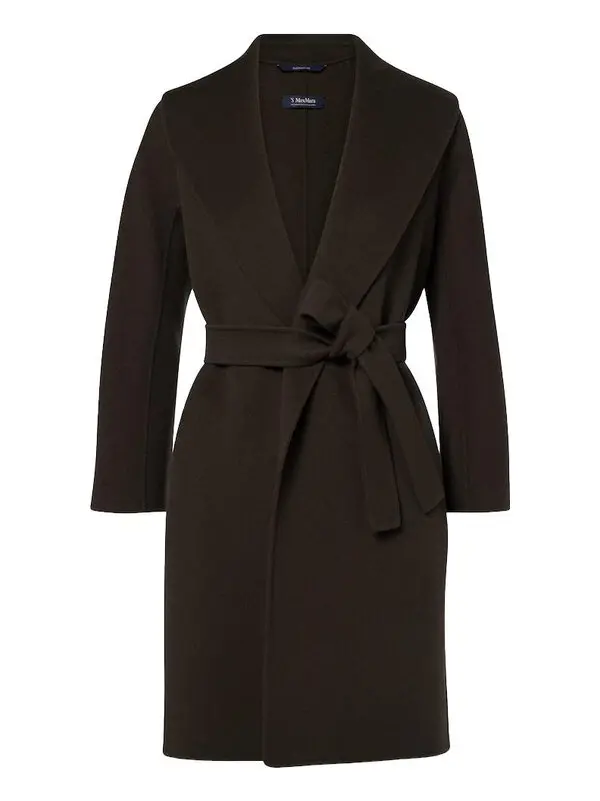 Max Mara Virgin Wool Wrap Coat - Green