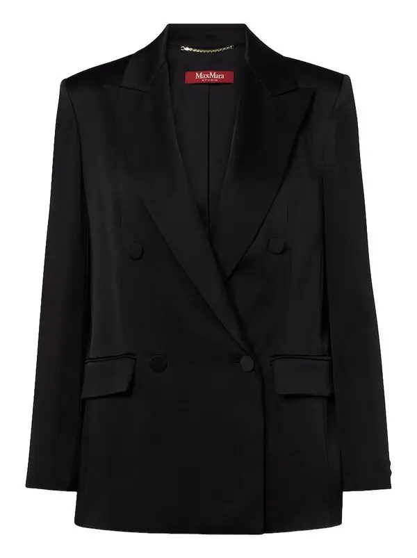 Max Mara Arca Double-breasted Satin Blazer - Black