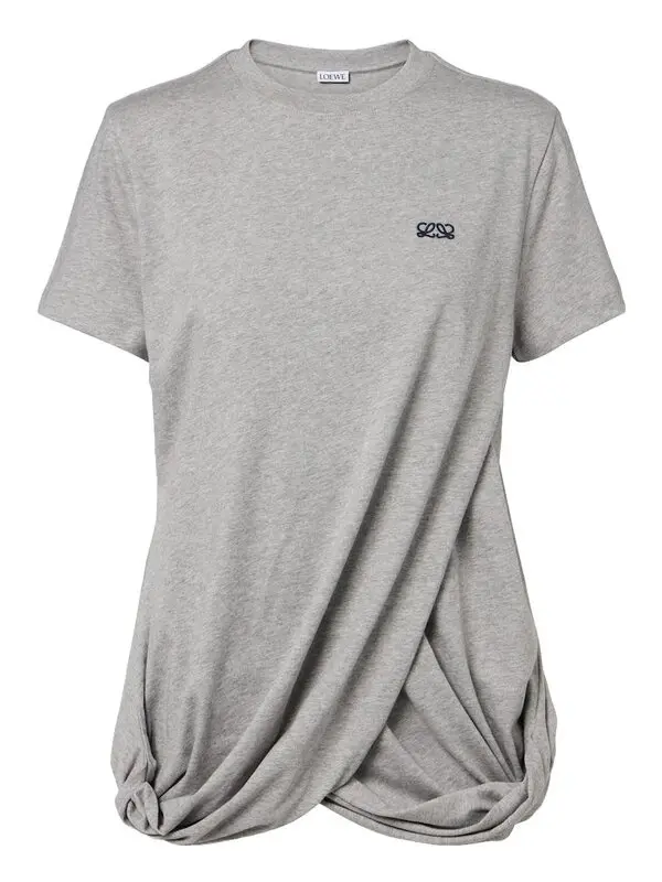 Loewe Double L Draped Cotton Jersey T-shirt - Grey