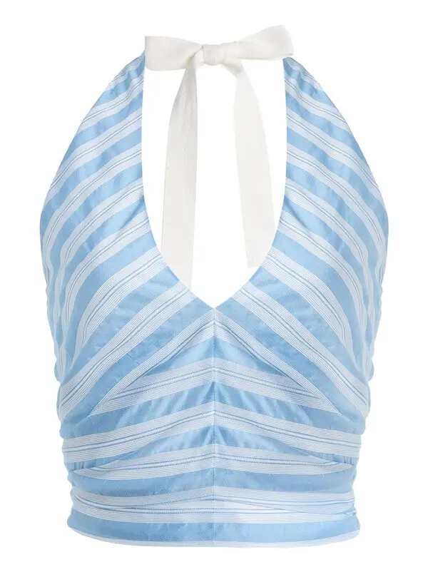 Simkhai Caprie Yarn-dyed Jersey Halter Top - Blue