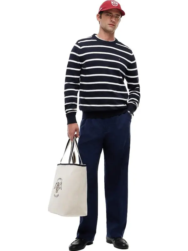 Tommy Hilfiger Relaxed Light Wool-blend Seersucker Pant - Navy